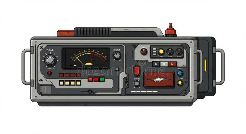 Illustrative Control Panel with Gauges and Buttons on White Stock ...