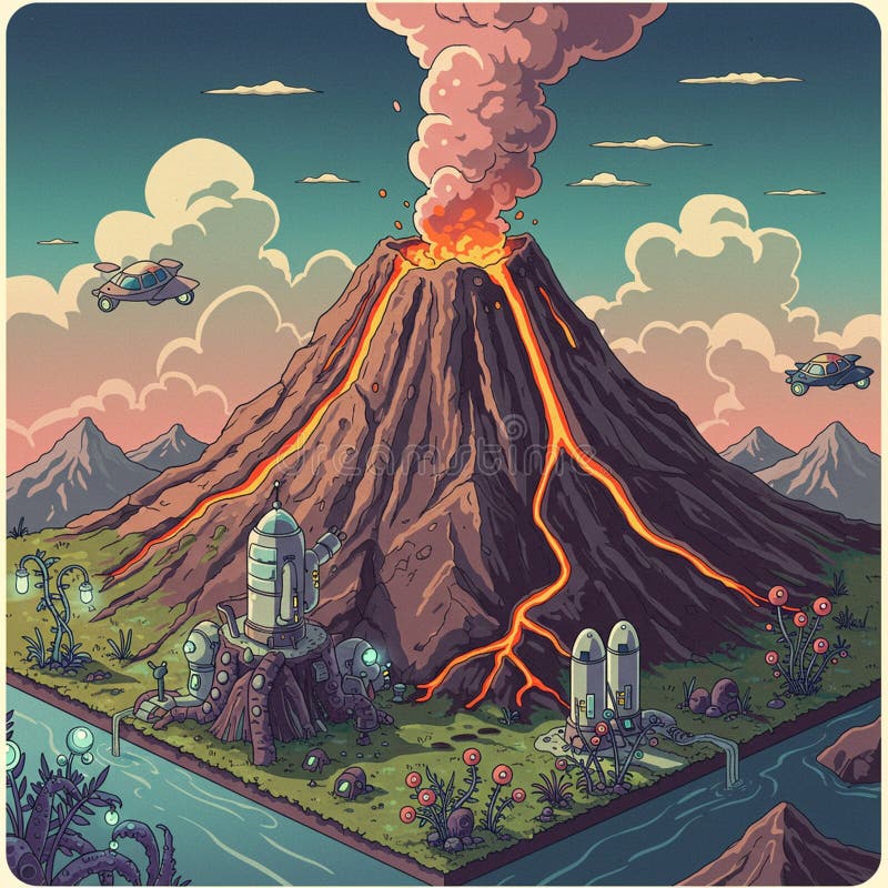 Volcano Backgrounds Stock Illustrations – 1,818 Volcano Backgrounds ...