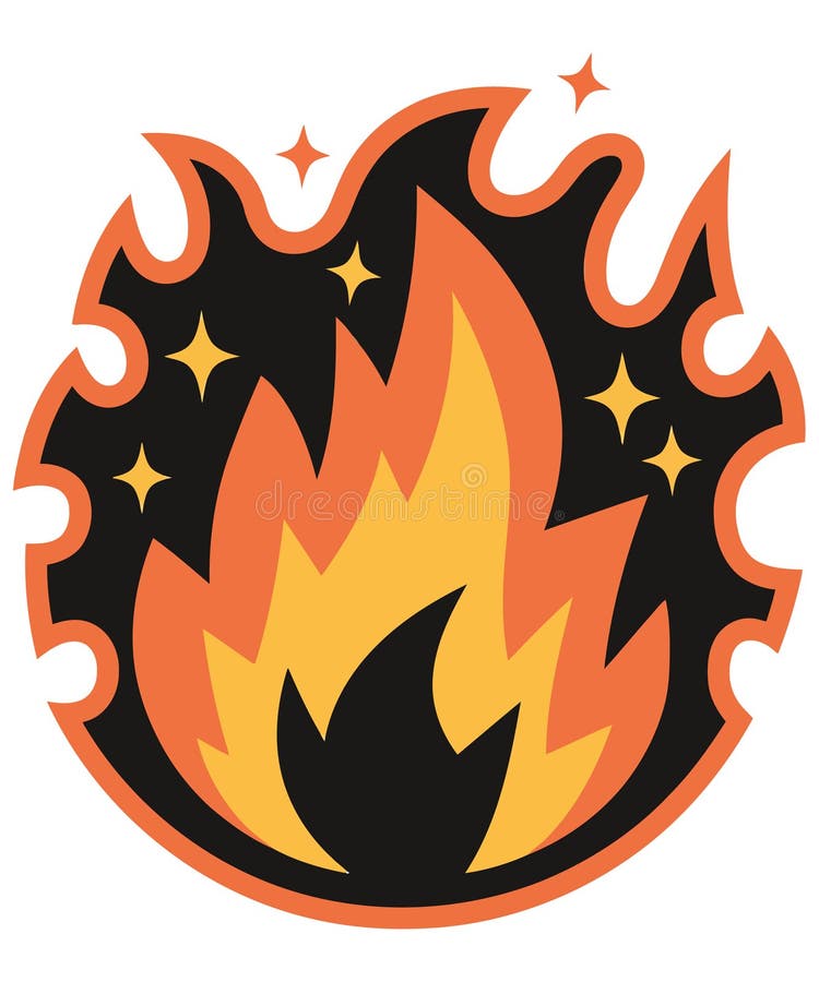 Stylized Illustration of a Flame Featuring Interlocking Stock ...