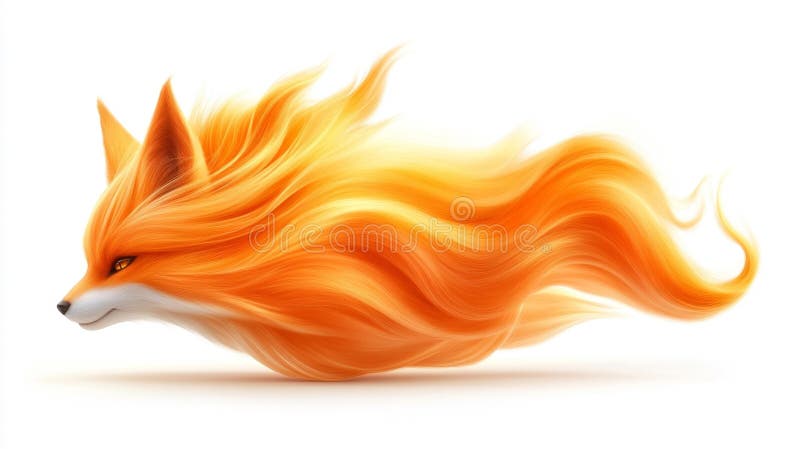 Stylized Illustration of a Flaming Orange Fox in Motion Stock ...