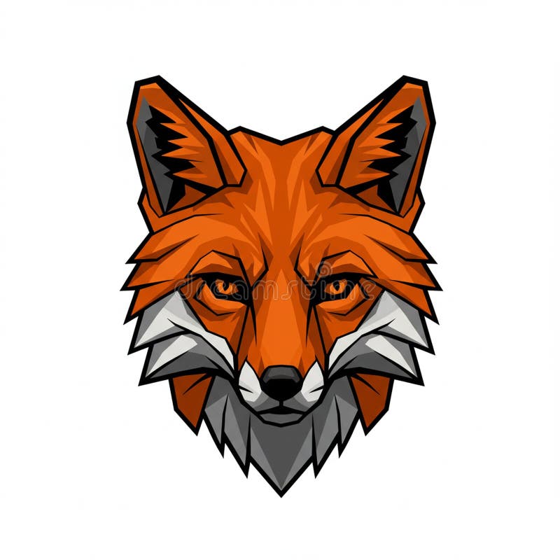 Stylized Illustration of a Fox Head, Featuring Geometric Shapes and ...