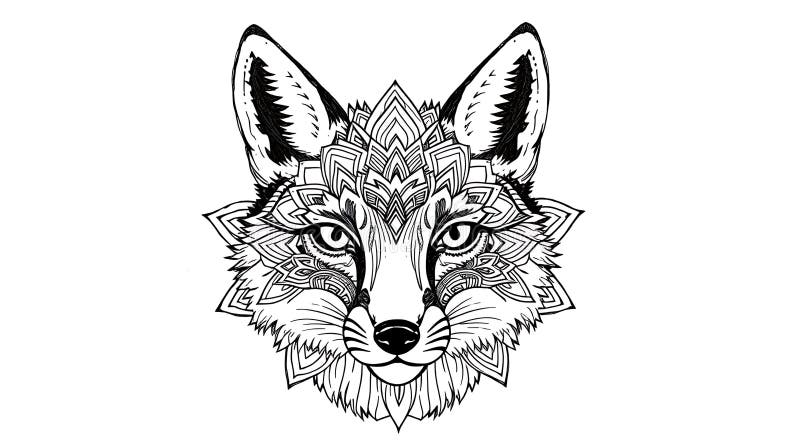 Stylized Illustration of a Fox S Head, Artistically Rendered in Black ...