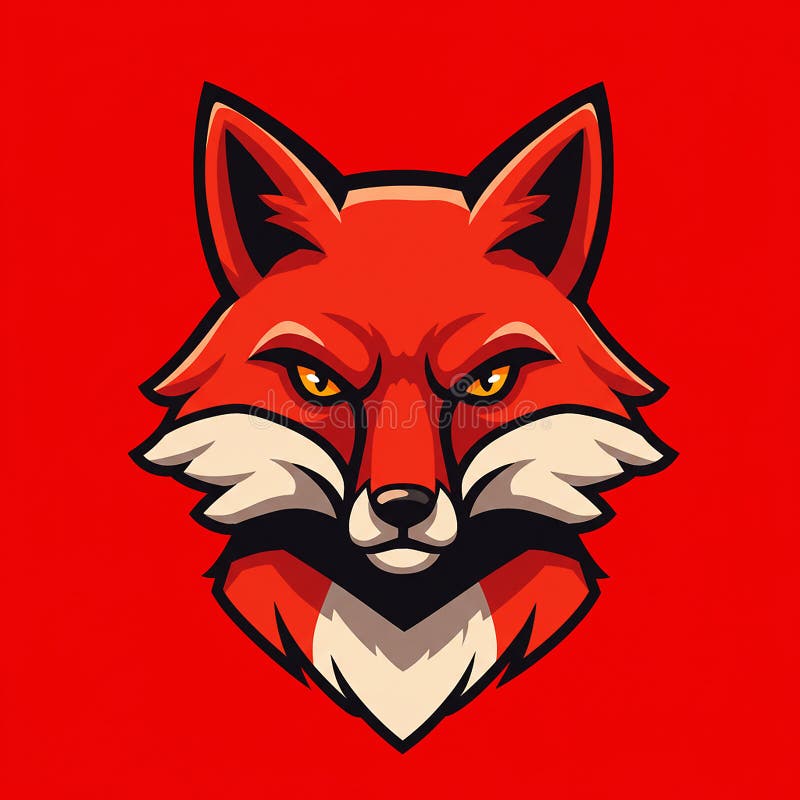 Stylized Illustration of a Fox S Head Centered on a Vibrant Red ...
