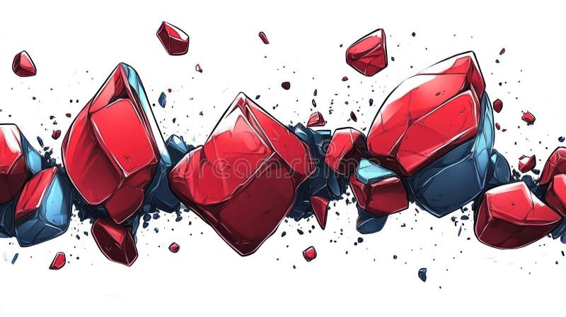 Shattering Red and Blue Crystal Fragments: Abstract Explosion Stock ...