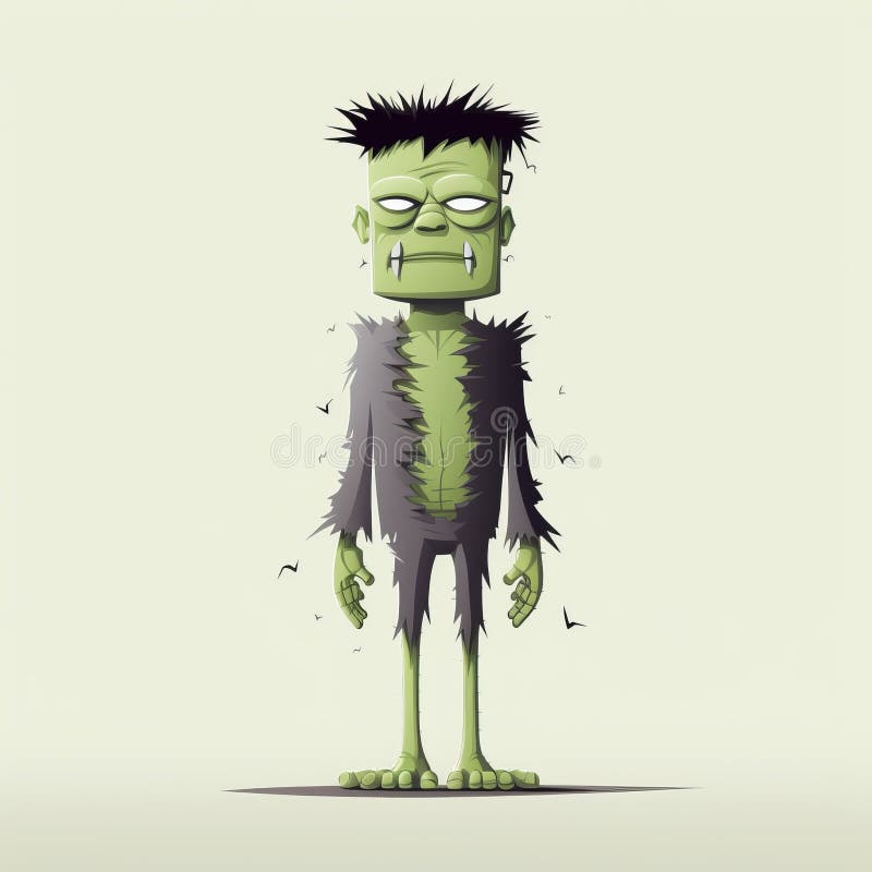 Minimalistic Cartoon Frankenstein S Monster Illustration on Pale Ground ...