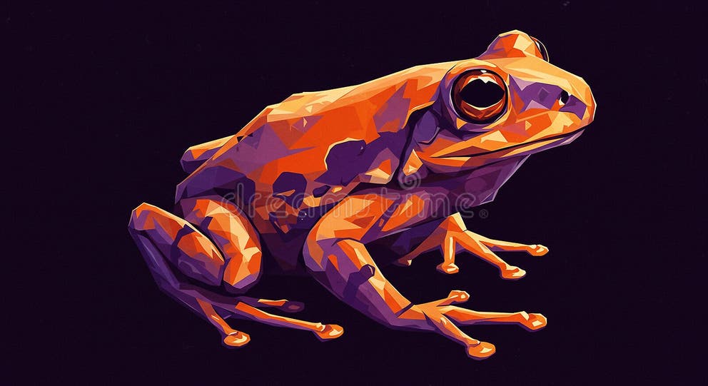 A Stylized Illustration of a Frog Rendered in a Low-poly Design. the ...