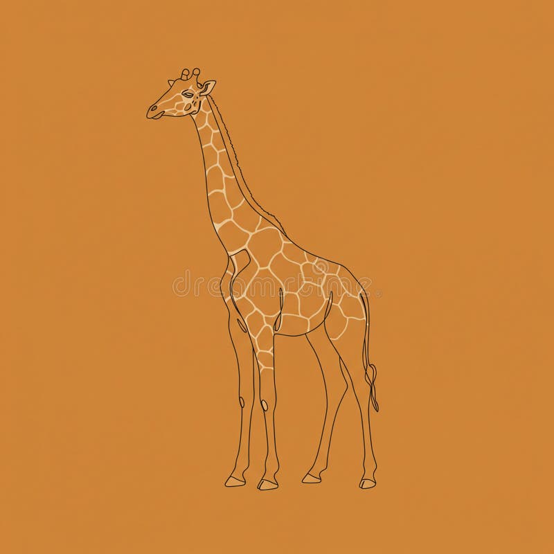 Stylized Illustration of a Giraffe (Giraffa Camelopardalis) on an ...