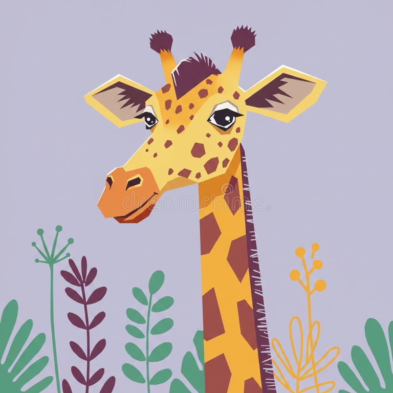 Stylized Illustration of a Giraffe with a Long Neck and Distinctive Patchwork Pattern. Stock ...