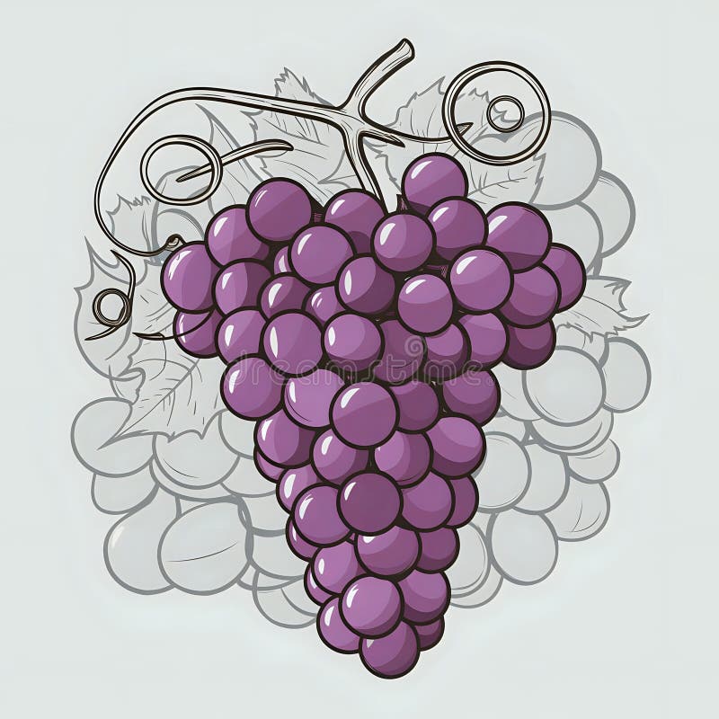 Stylized Illustration of a Grape Cluster Stock Illustration ...