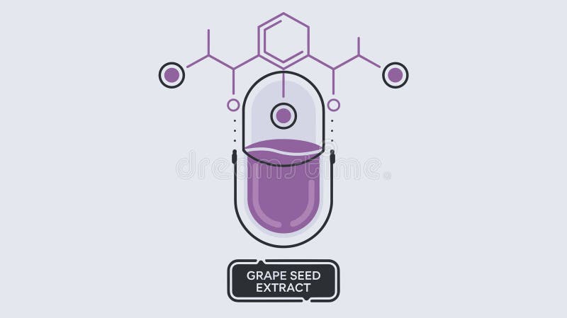 Stylized Illustration of Grape Seed Extract Capsule with Molecular ...