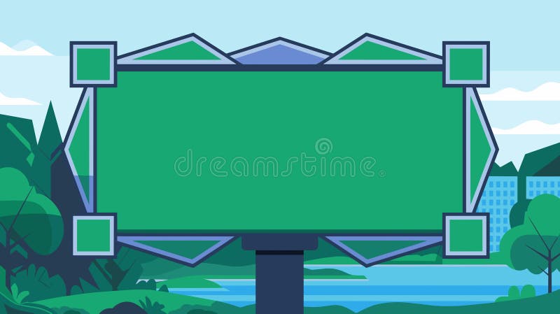Stylized Illustration of Green Screen Billboard with Geometric Frame ...