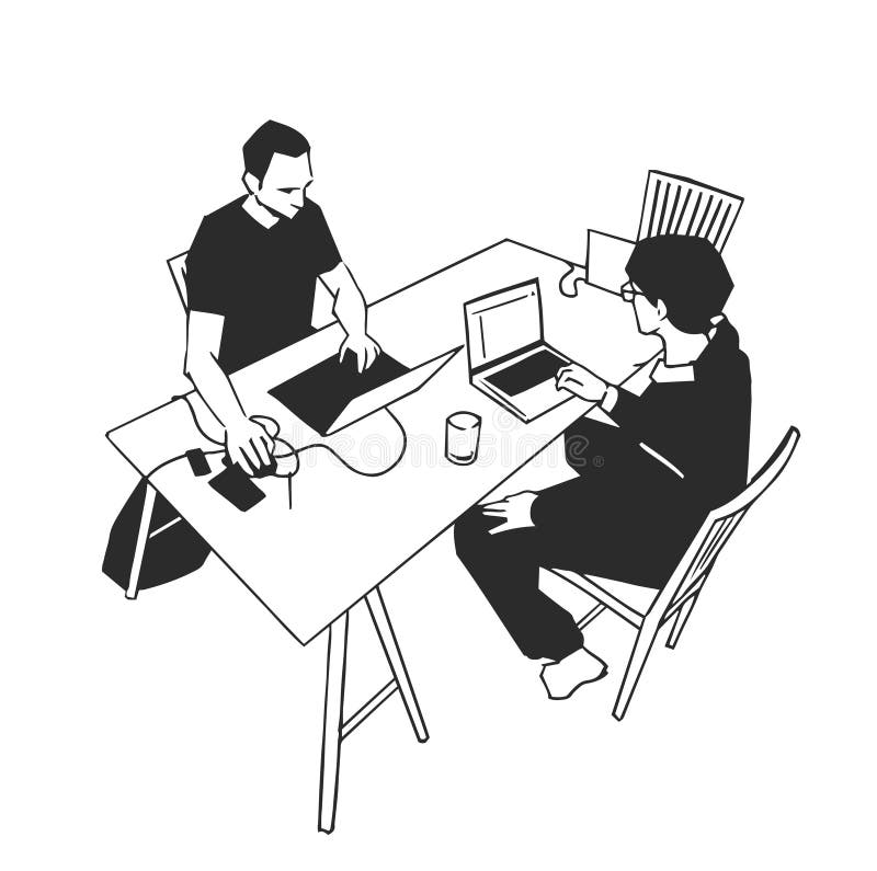 Illustration of Group of Young People Working on Project from Home ...