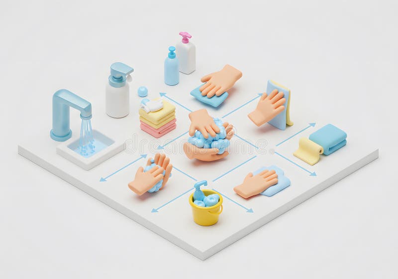 Handwashing Illustration Steps Guide Stock Illustration - Illustration ...