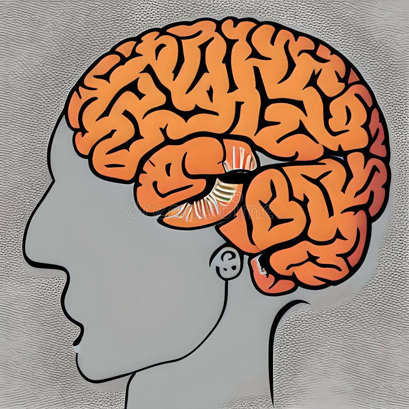 Stylized Human Brain Cross-Section Stock Photo - Image of generated ...