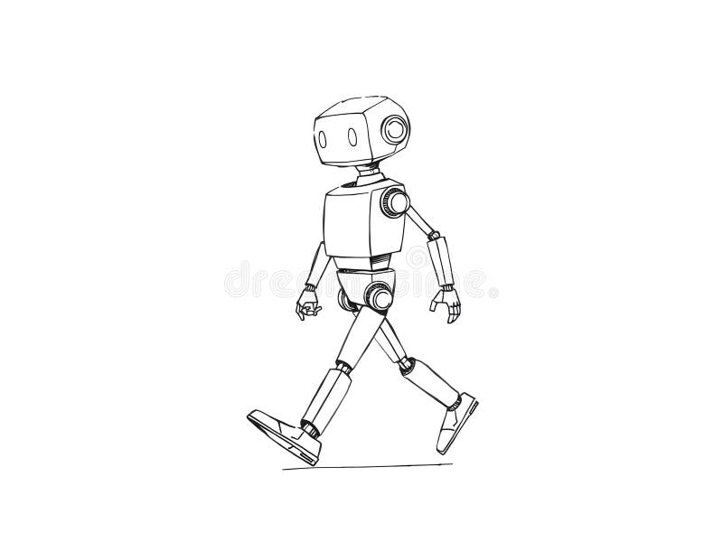 Stylized Illustration of a Humanoid Robot Walking. Stock Illustration ...