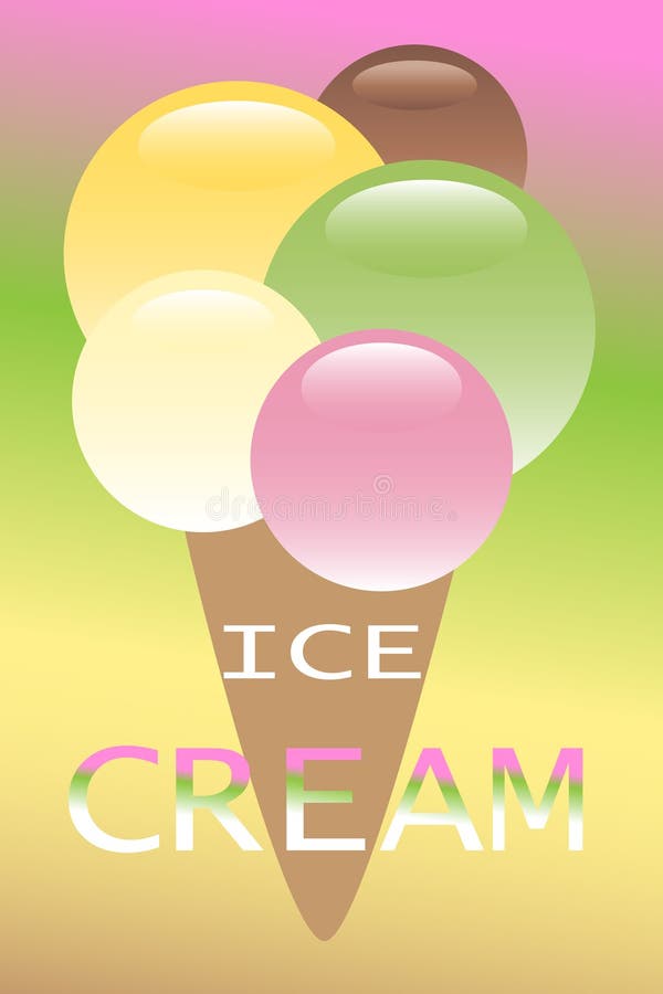 Stylized Illustration of an Ice Cream with Various Flavors Stock Vector ...