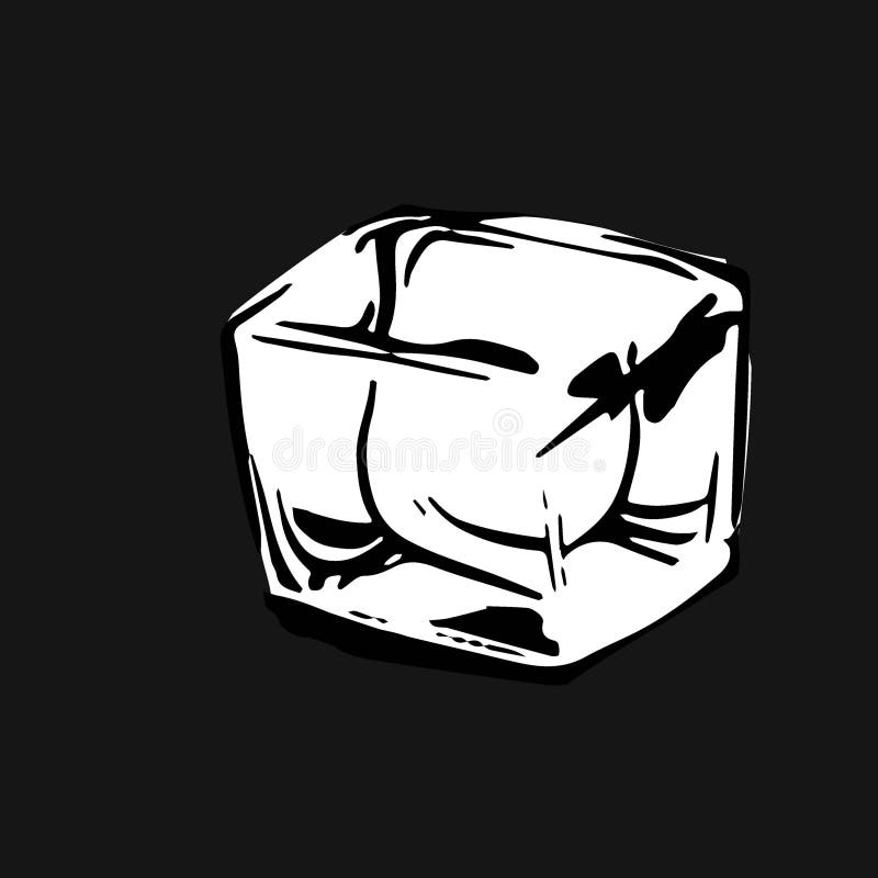 Stylized Illustration of Ice Cube on a Dark Background Stock Vector ...