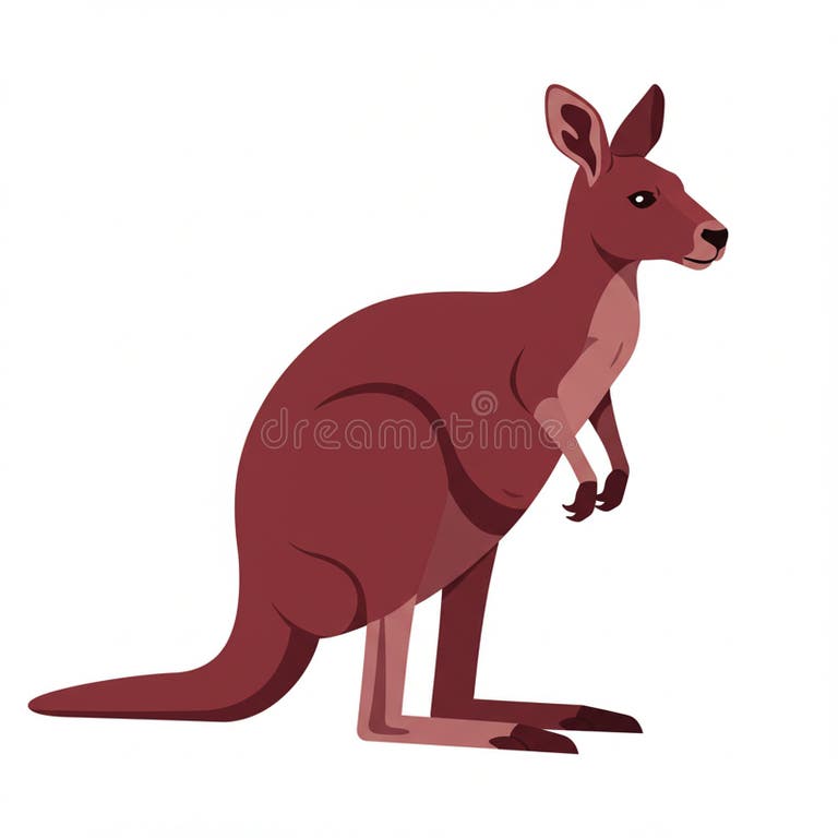 Stylized Illustration of a Kangaroo (Macropus) Featuring a Simplified ...