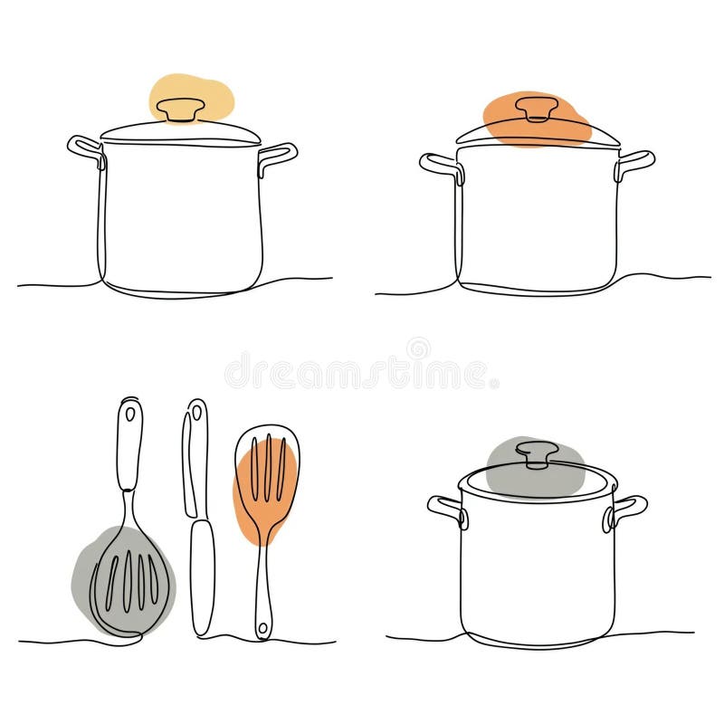 Stylized Illustration of Kitchenware. Stock Illustration - Illustration ...