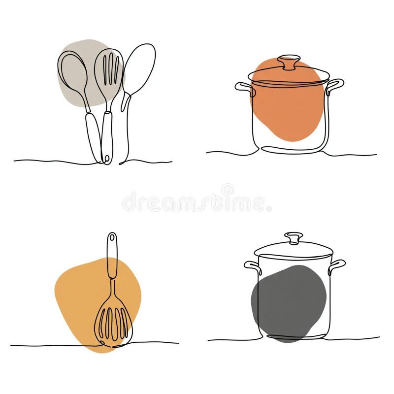 Stylized Illustration of Kitchenware. Stock Illustration - Illustration ...