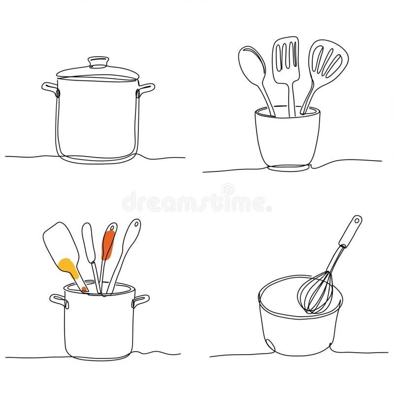 Stylized Illustration of Kitchenware. Stock Illustration - Illustration ...
