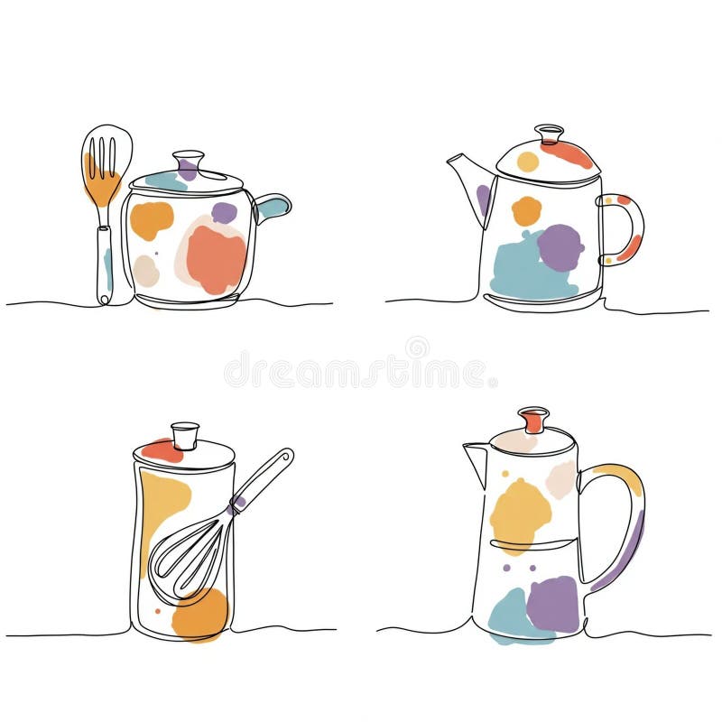 Stylized Illustration of Kitchenware. Stock Illustration - Illustration ...