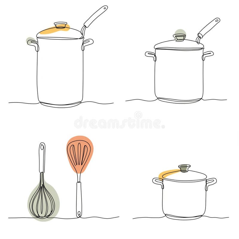 Stylized Illustration of Kitchenware. Stock Illustration - Illustration ...