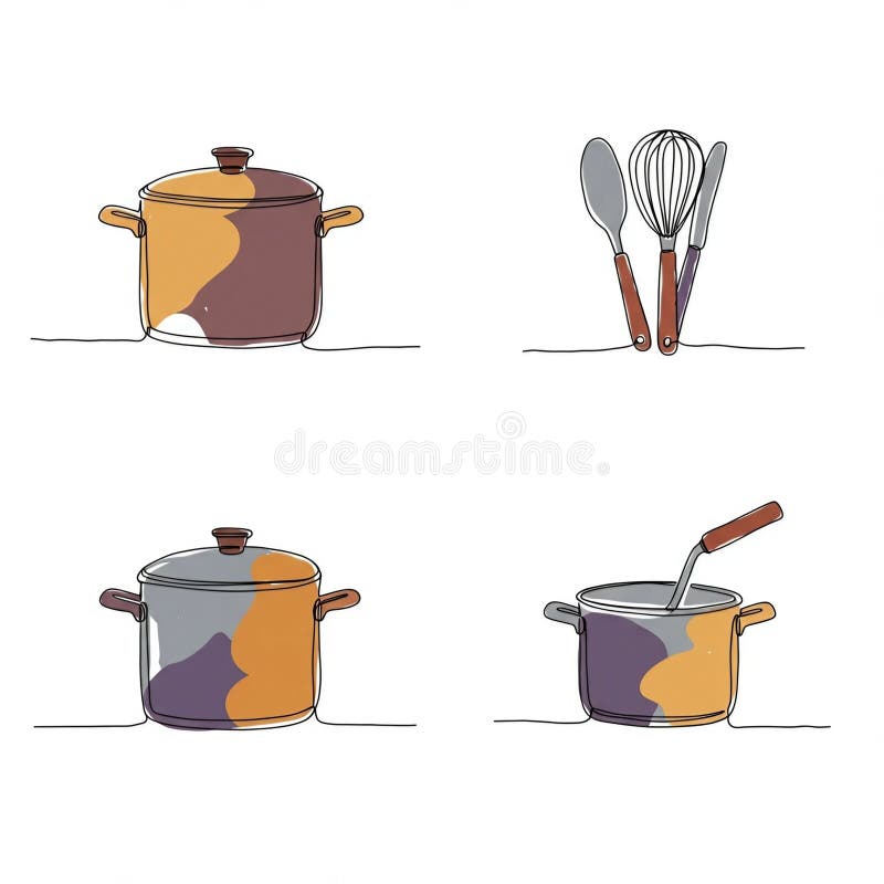 Stylized Illustration of Kitchenware. Stock Illustration - Illustration ...
