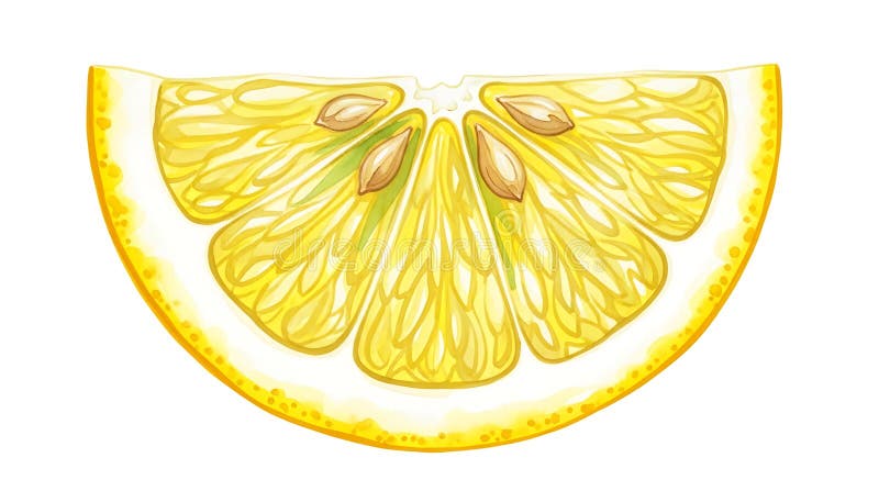 Stylized Illustration of a Lemon Slice Showcases Vibrant Yellow ...