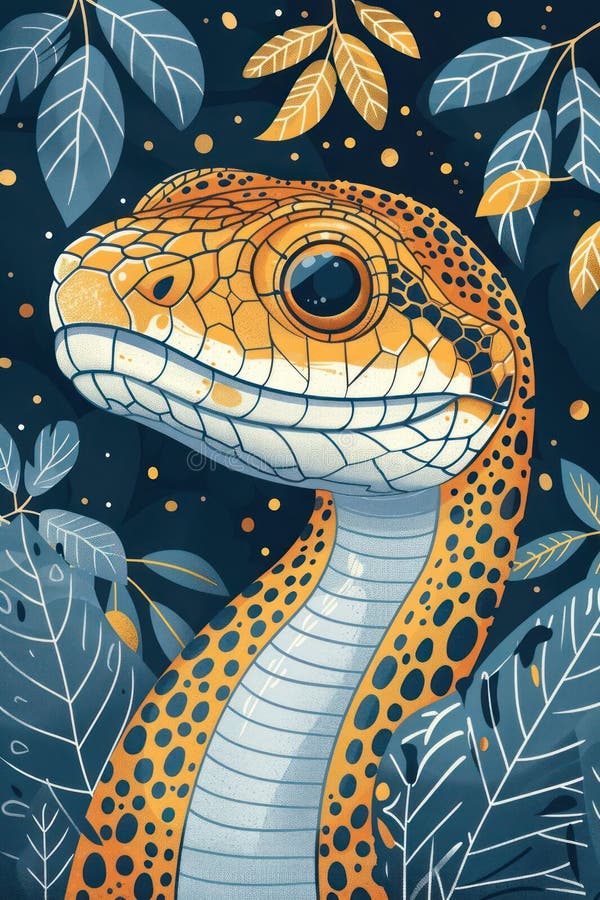 Charming Leopard Gecko Portrait Amidst Lush Tropical Foliage Stock ...