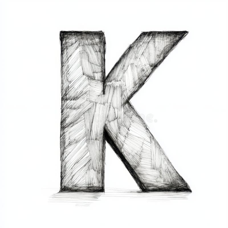 A Stylized Illustration of the Letter "K" with a Textured Design Stock ...