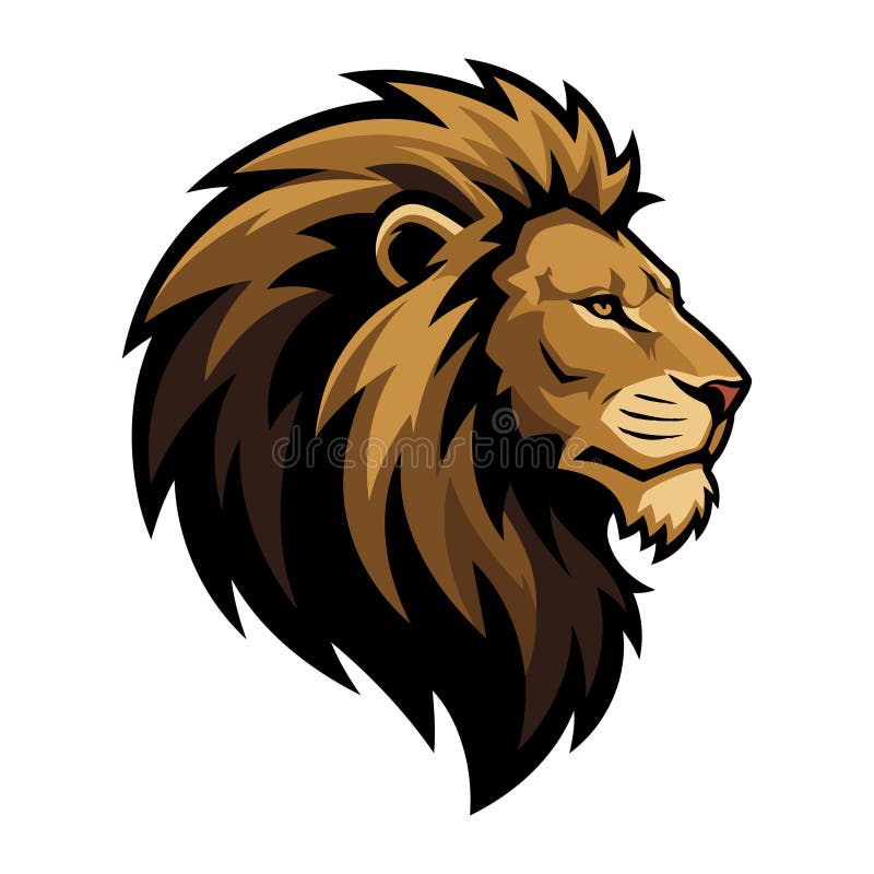 Lion S Head in Profile. the Mane is Depicted with Bold, Angular Shapes ...