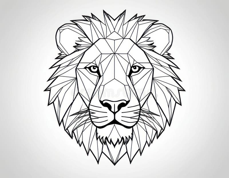 Geometric Illustration of a Lion S Head, Composed of Polygonal Shapes ...