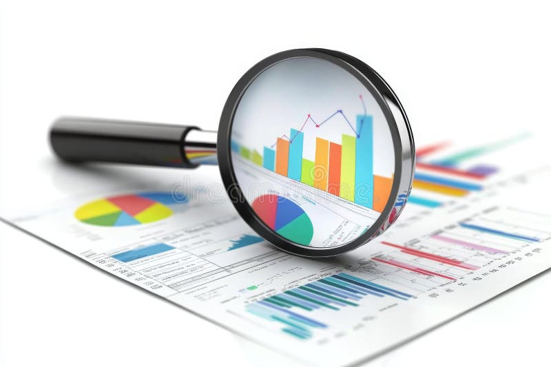 Data Insights Magnified: Investigating Analytics Stock Illustration ...