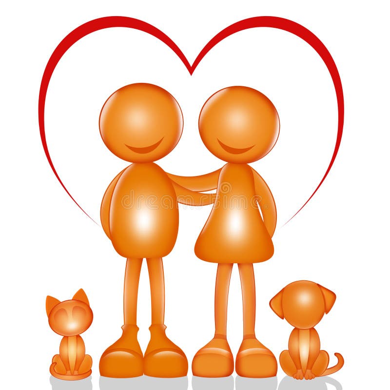 Stylized Illustration of Man and Woman with Puppy Stock Illustration ... Stylized Illustration of Man and Woman with Puppy Stock Illustration ...