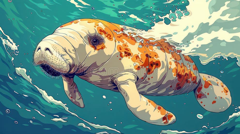 Charming Manatee Underwater, Ocean Mammal, Marine Life Stock ...