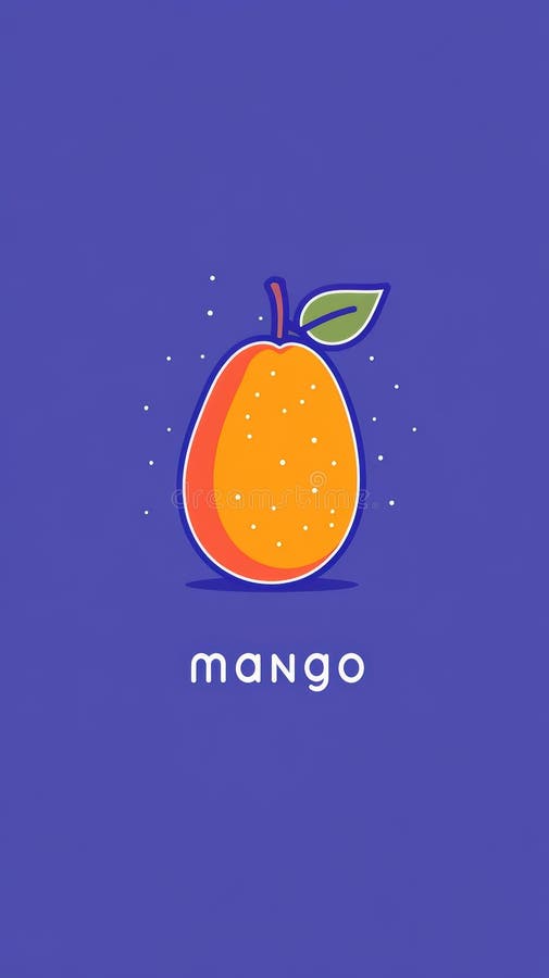 Stylized Illustration of a Mango with Leaf Stock Illustration ...