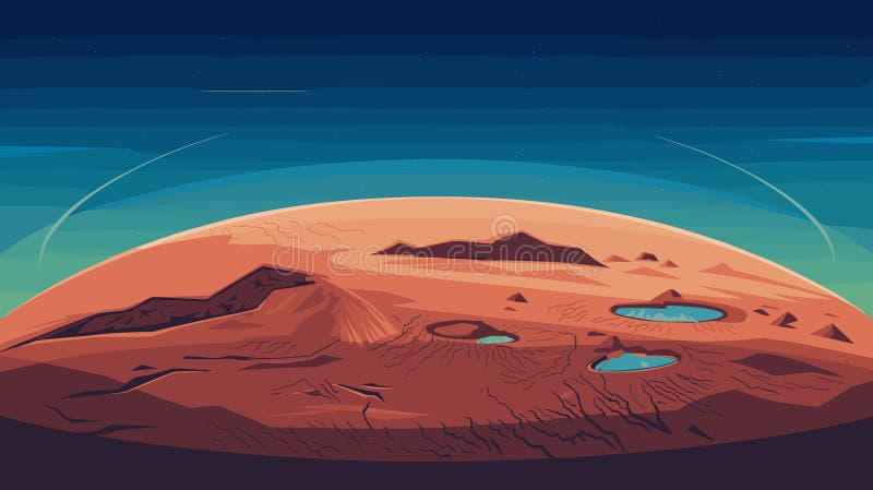 Stylized Illustration of Mars with Bold Lines and Vibrant Colors. Stock ...