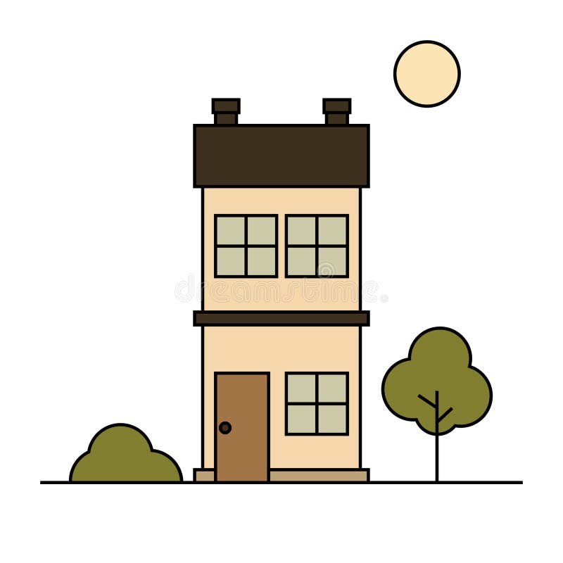 Stylized Illustration of Minimal Building. Stock Vector - Illustration ...