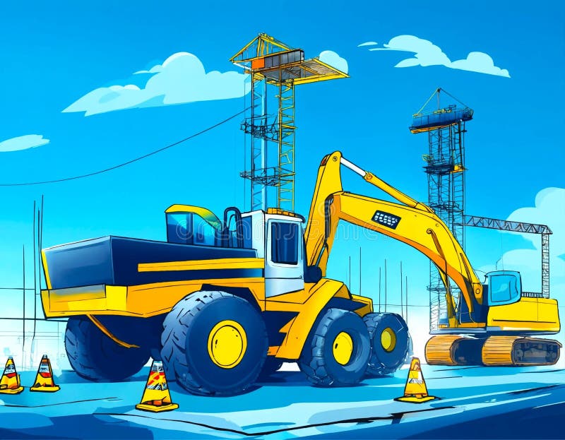 Modern Construction Site during a Workday. Stock Illustration ...