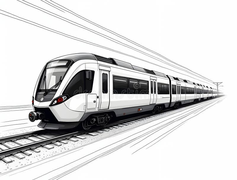 Stylized Illustration of a Modern High-Speed Train Concept for Custom T ...