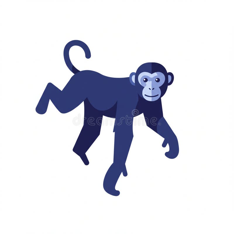 Stylized Illustration of a Monkey with a Minimalist Design. the Monkey ...
