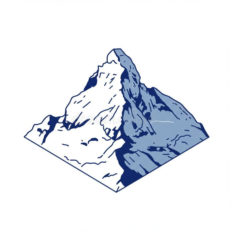 Stylized Illustration of a Mountain Peak on a Square Base. the Design ...