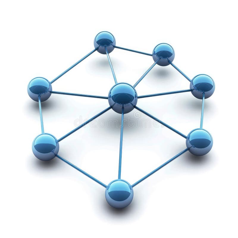 Blue Spheres Network: Abstract 3D Connection Concept Stock Illustration ...