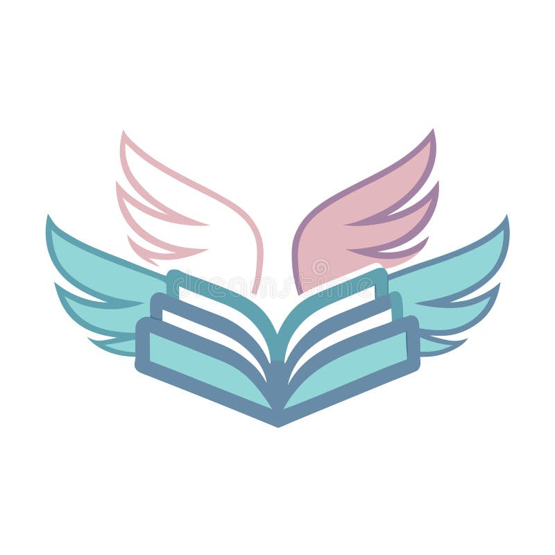 Flying Book Icon with Wings Symbolizing Knowledge, Imagination, and ...