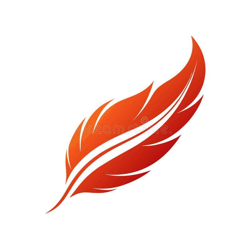 Stylized Orange Feather with White Background: a Simple, Elegant, and ...