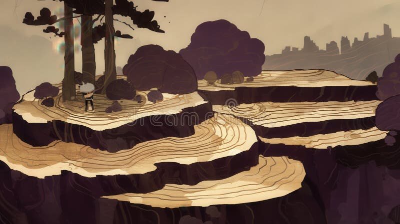 Giant Tree Stump, Person Exploring Stock Illustration - Illustration of ...