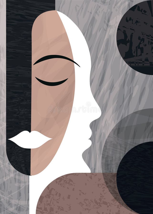 A Stylized Illustration of a Person S Profile, in an Abstract Style ...