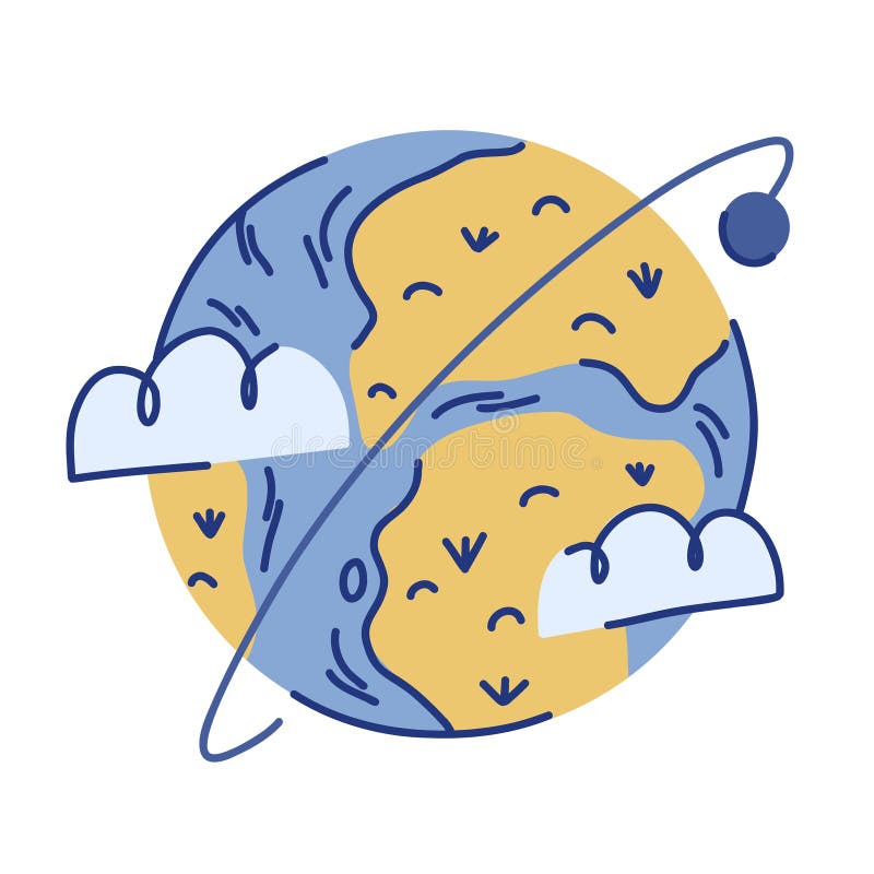 Stylized Illustration of the Planet Earth with Clouds and the Moon ...