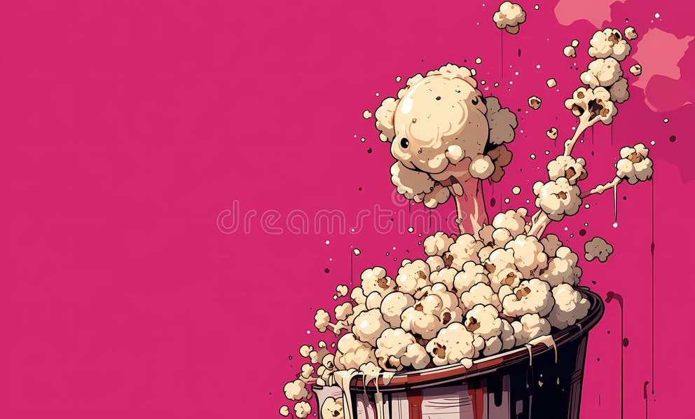 Stylized Illustration of Popcorn Overflowing a Bucket Stock ...